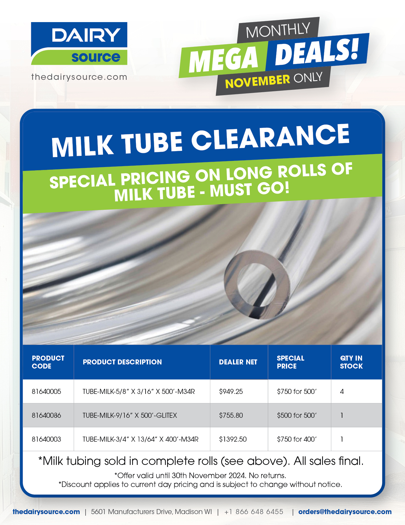 November 2024 Monthly Special - The Dairy Source | USA Milking ...